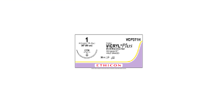 ვიკრილი პლიუსი იასამნისფერი 1 48მმ 90სმ მჩხვლეტავი ნემსი 1/2 მოხრით ...